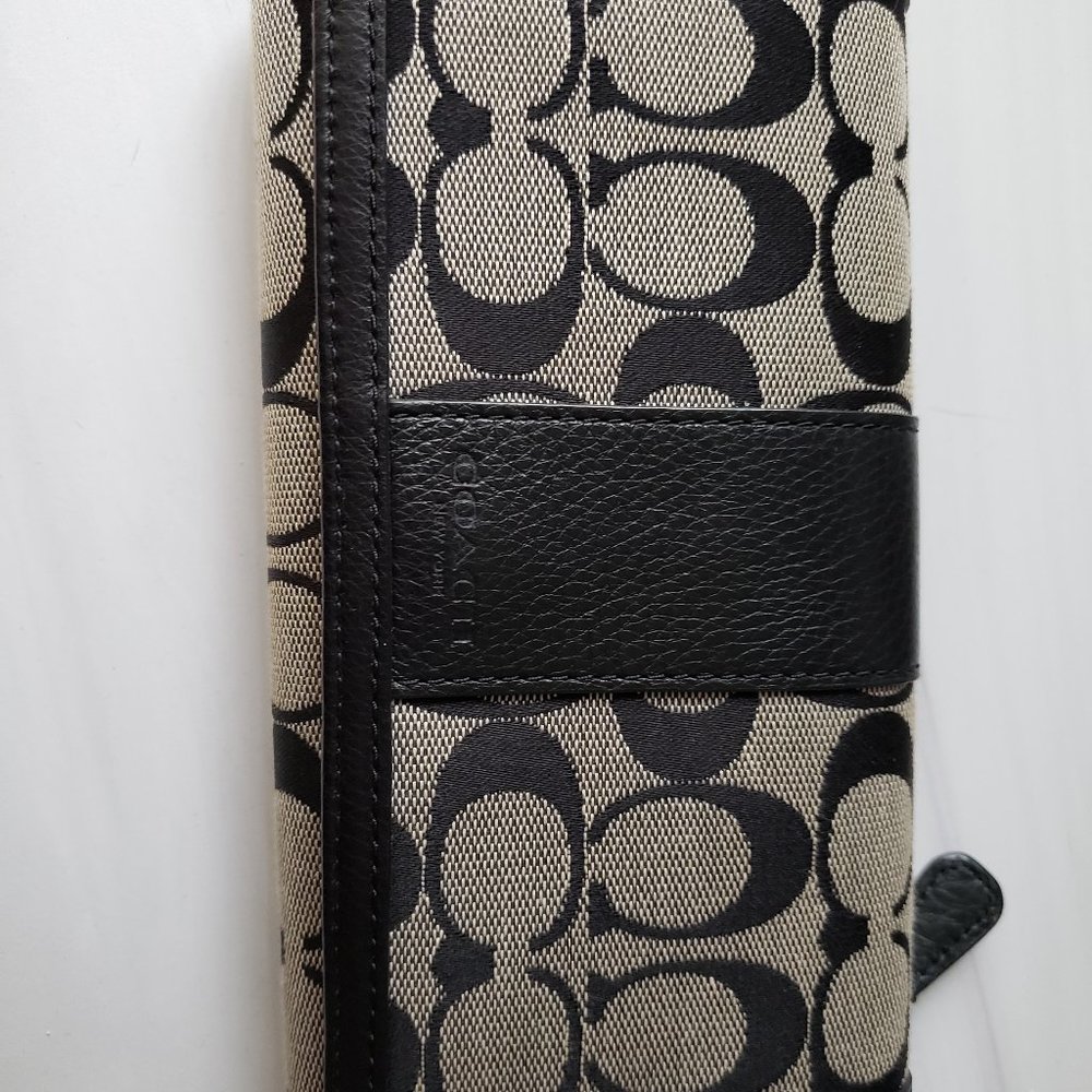 Coach Softshell Monogram Wallet With Black Leather Ac… - Gem